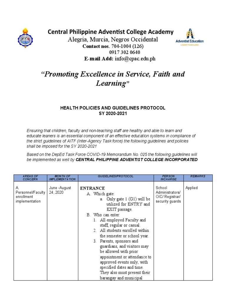 Health Policies DepEd PDF Final | PDF | Hand Washing | Hygiene