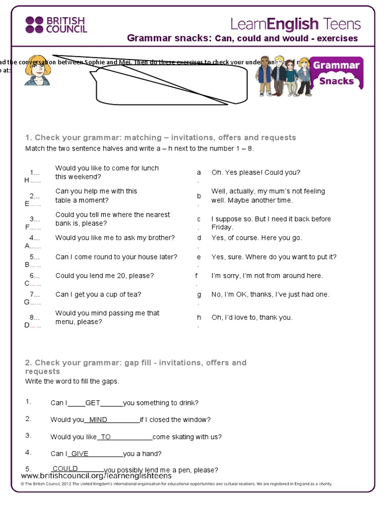 Grammar Snacks:: 1. Check Your Grammar: Matching - Invitations, Offers ...