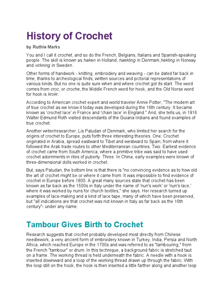 History of Crochet | PDF | Crochet | Yarn