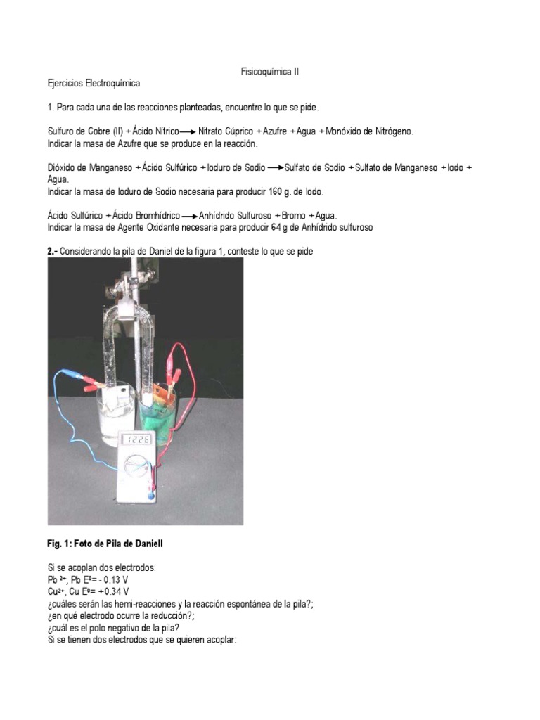 Ejercicios Electroquímica | PDF | Electrodo | Redox