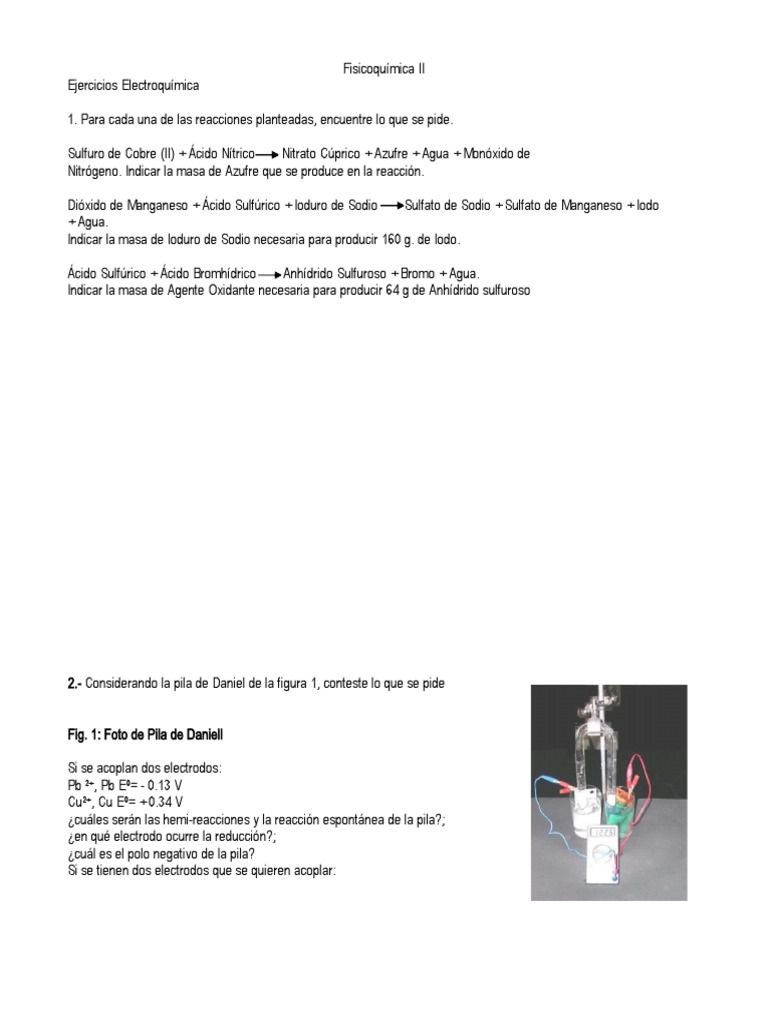 ejercicios electroquímica 1 | PDF | Electrodo | Redox