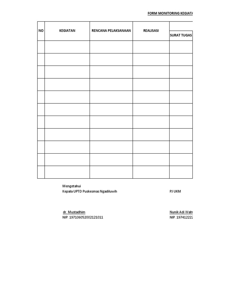 Form Monitoring Regulasi | PDF