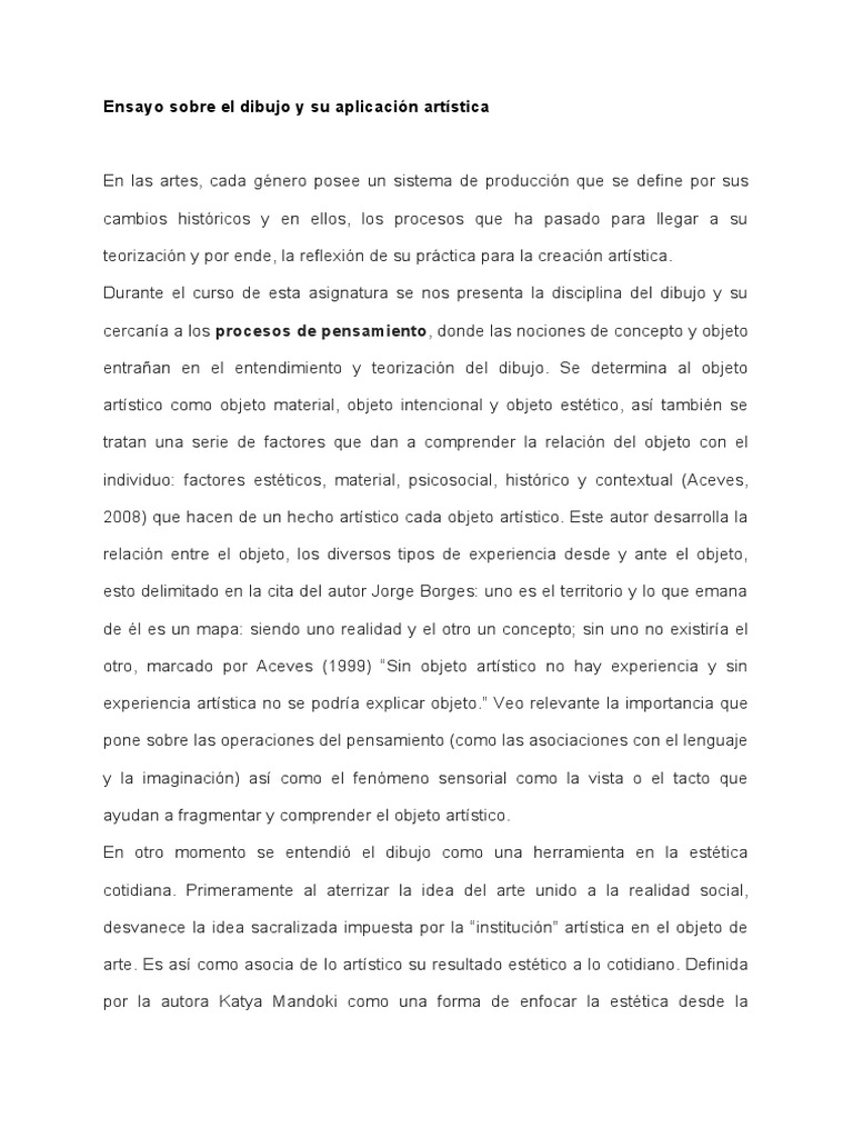 Ensayo Sobre El Dibujo y Su Aplicación Artística. | PDF | Dibujo | Estética