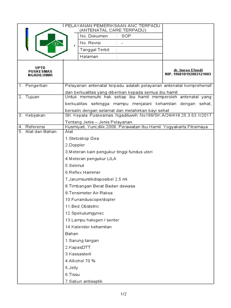 Sop Anc Terpadu NGL | PDF