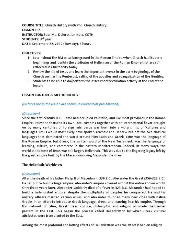 Lesson 2 - Church History | PDF | Acts Of The Apostles | Pharisees