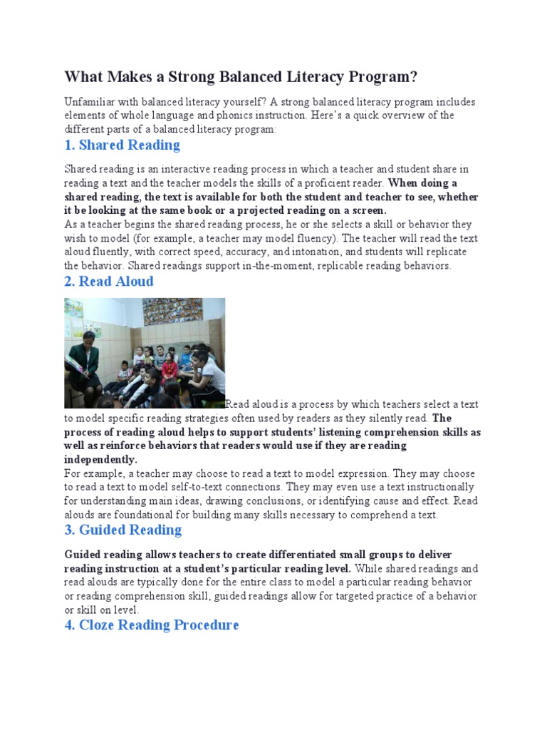What Makes A Strong Balanced Literacy Program?: 1. Shared Reading | PDF ...