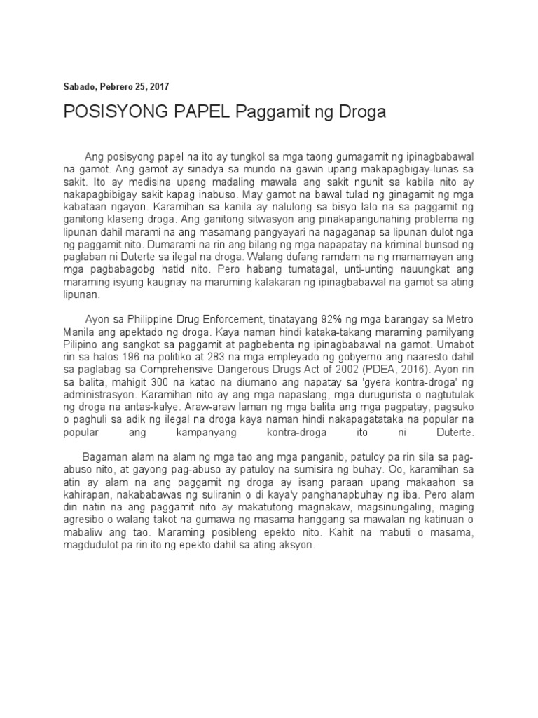 Posisyong Papel Sample | PDF