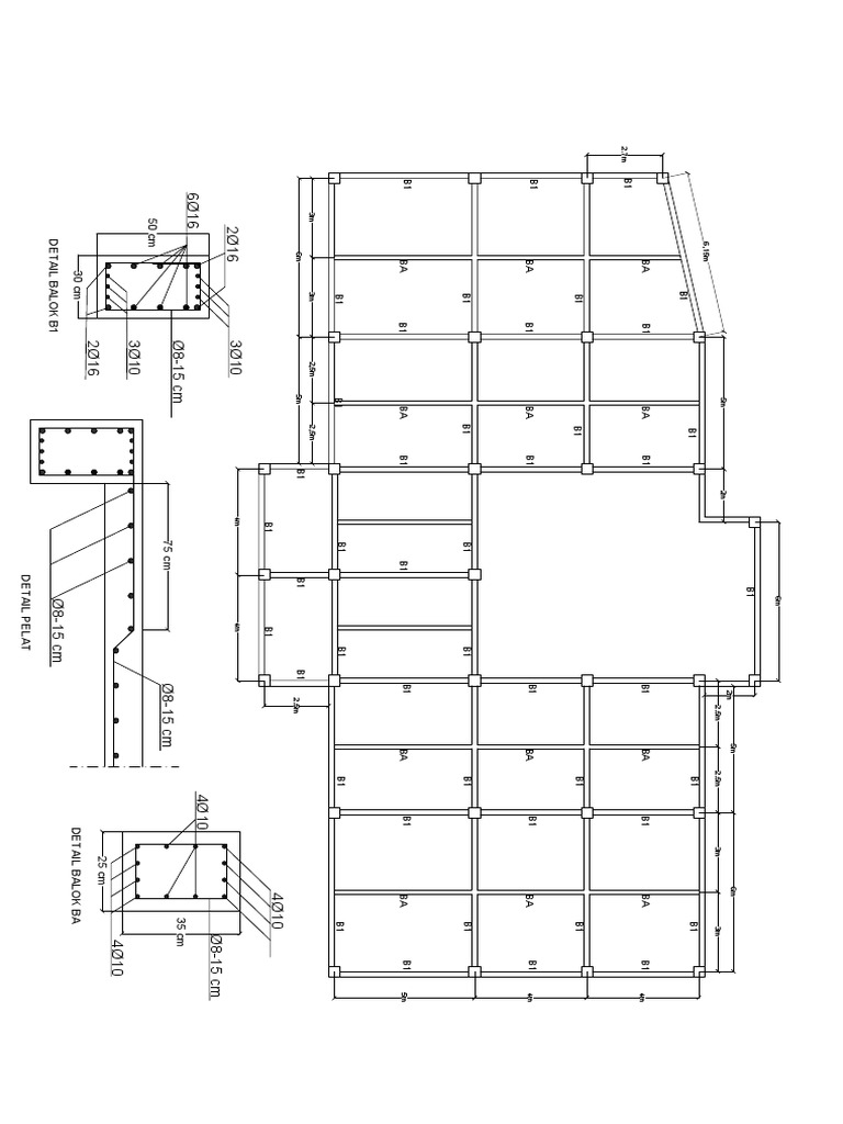 Denah Balok Dan Detail Pelat, Balok Masjid | PDF