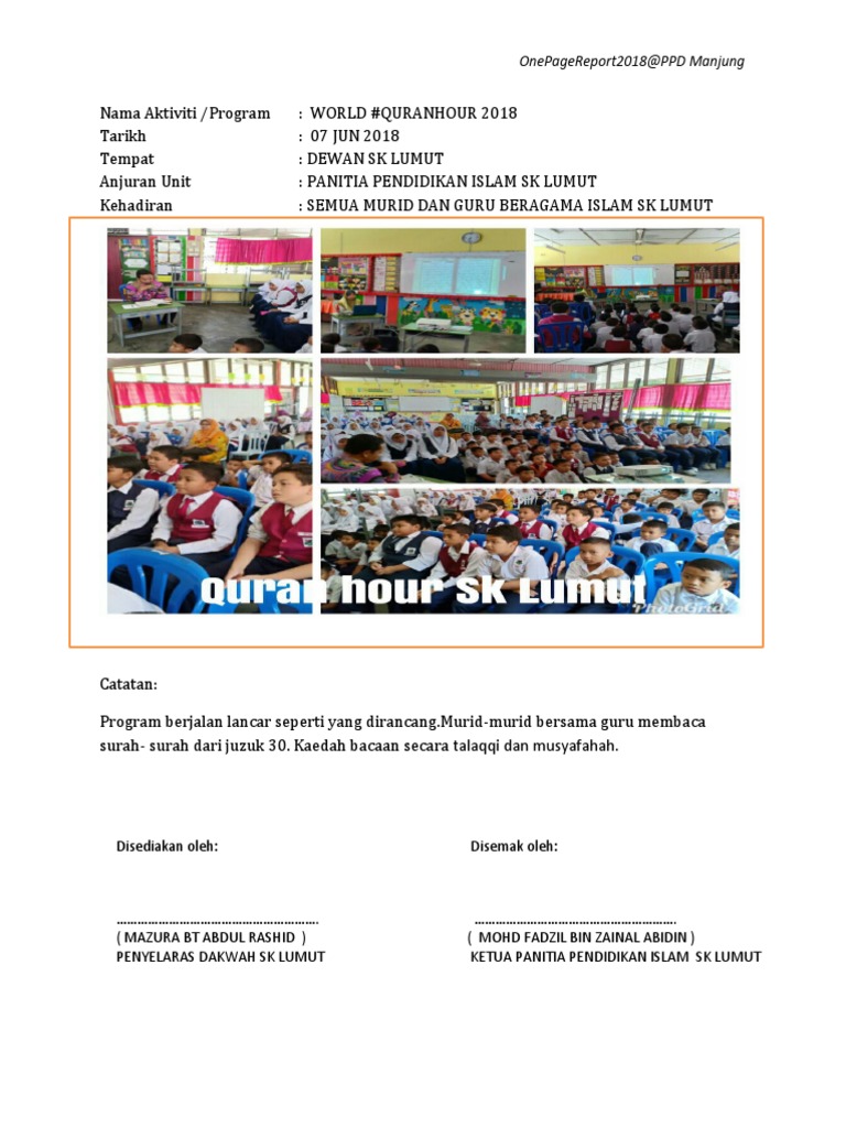 Laporan World Quran Hour SK Lumut | PDF