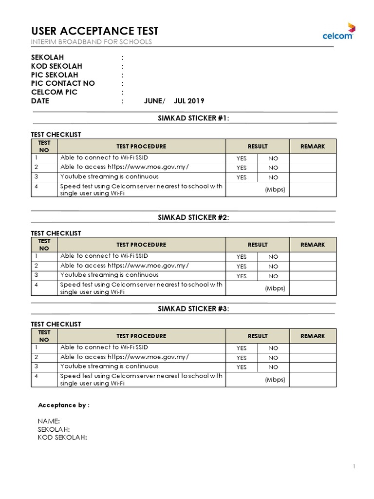UAT Template MOE Final | PDF