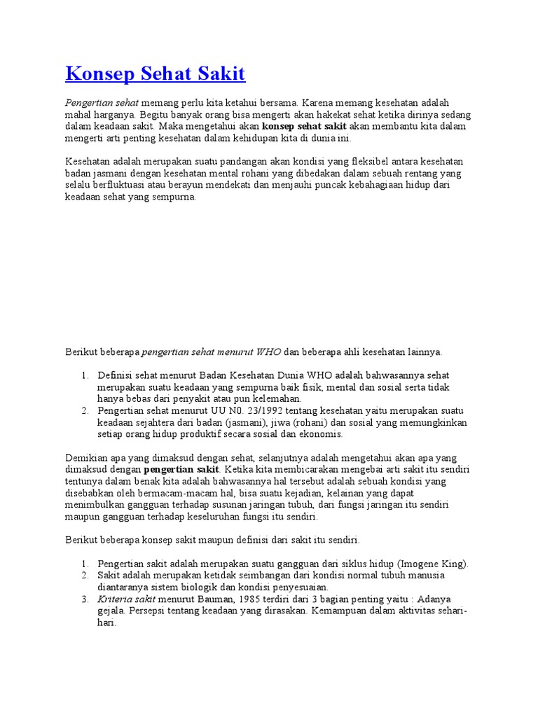 Konsep Sehat Sakit | PDF