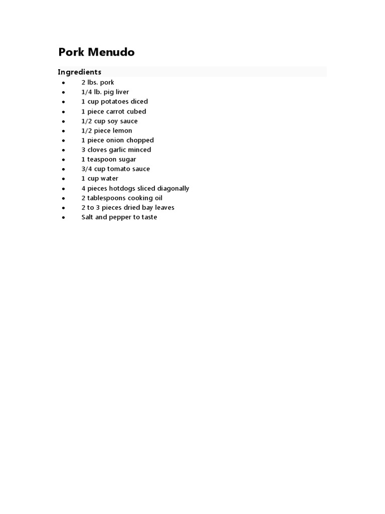 Authentic Pork Menudo Recipe | PDF | Cooking, Food & Wine | Home & Garden
