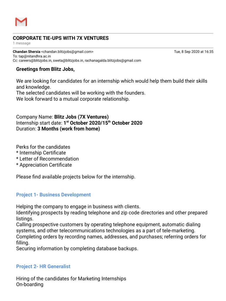 Corporate Tie-Ups With 7X Ventures: Project 1-Business Development ...