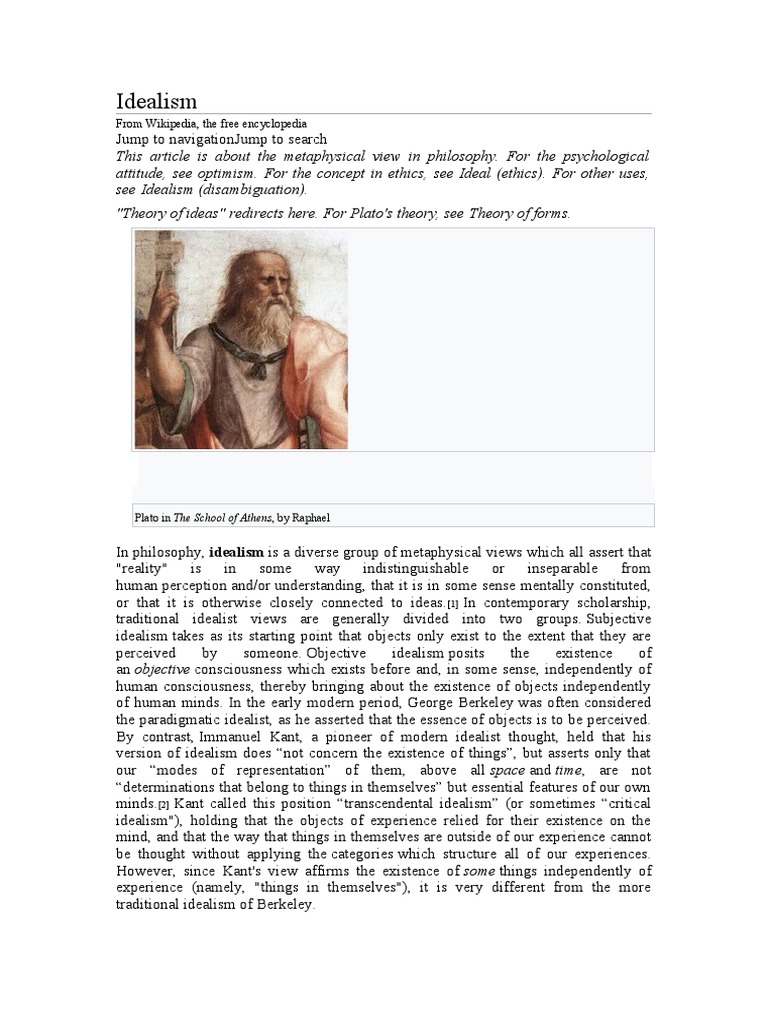Idealism: From Wikipedia, The Free Encyclopedia | PDF | Idealism ...