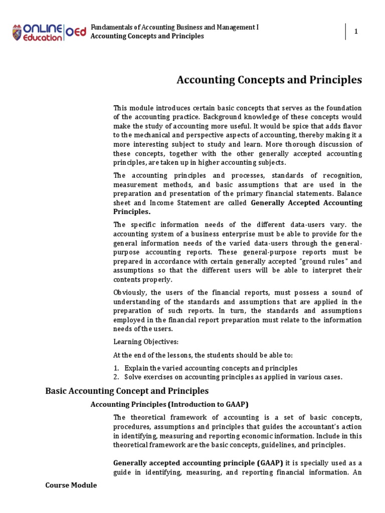 Accounting Concepts and Principles | PDF | Financial Accounting ...