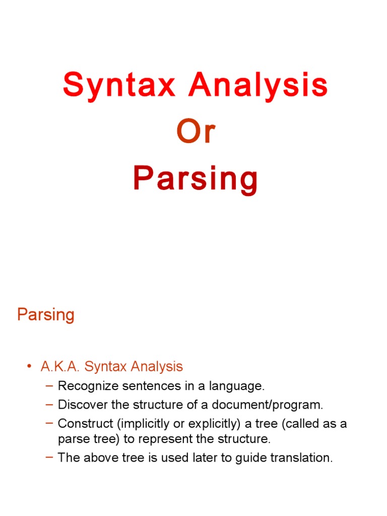 PCD 1.4 Syntax Analysis | PDF | Parsing | Metalogic