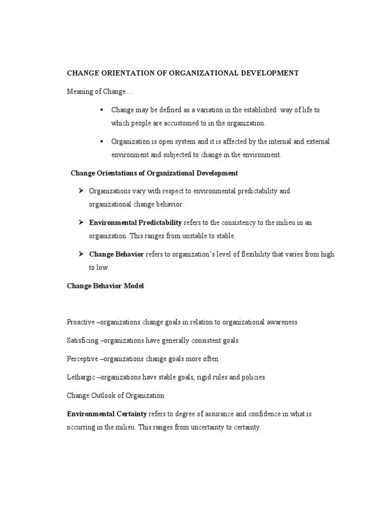 Janelle. CHANGE ORIENTATION OF ORGANIZATIONAL DEVELOPMENT. | PDF | Change Management ...
