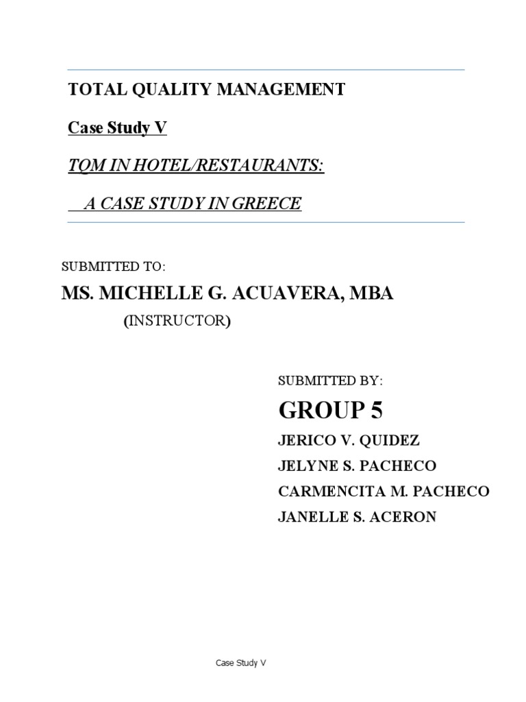 Case Study V TQM | PDF | Quality Management | Quality Assurance