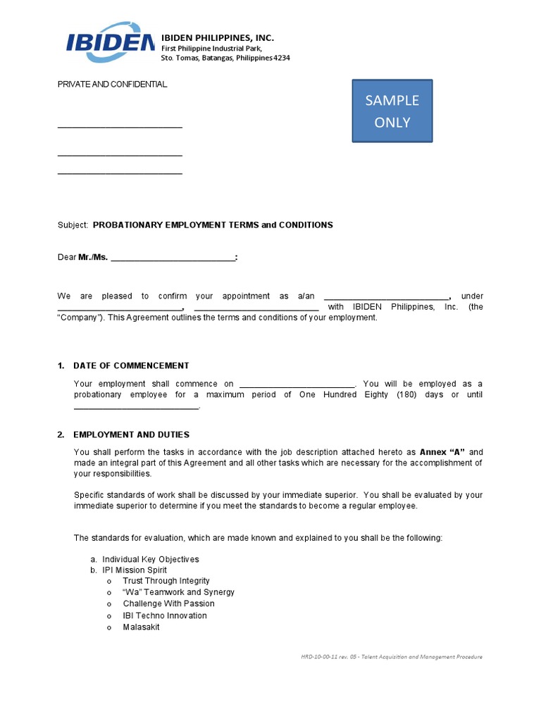 Signing Bonus Provision - Probationary Employment Contract.09152020 ...