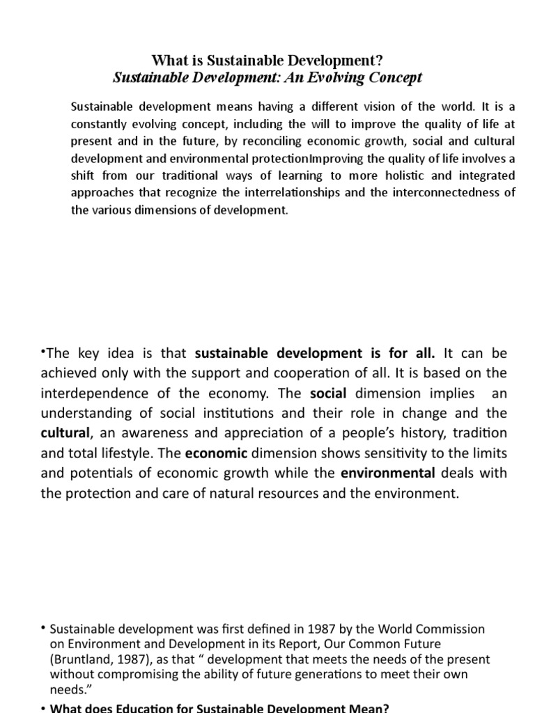 Understanding Sustainable Development: An Evolving Concept Focused on ...