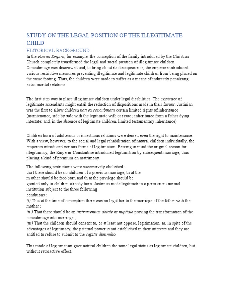 Study On The Legal Position of The Illegitimate Child: Historical ...