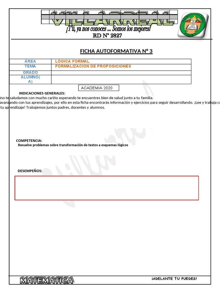 Raz Log 1° Ficha 3 | Descargar gratis PDF | Proposición | Expresiones lógicas