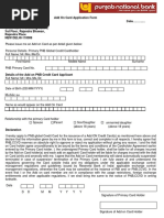 PNB ATM/Debit Card Application Form | PDF | Debit Card | Automated ...