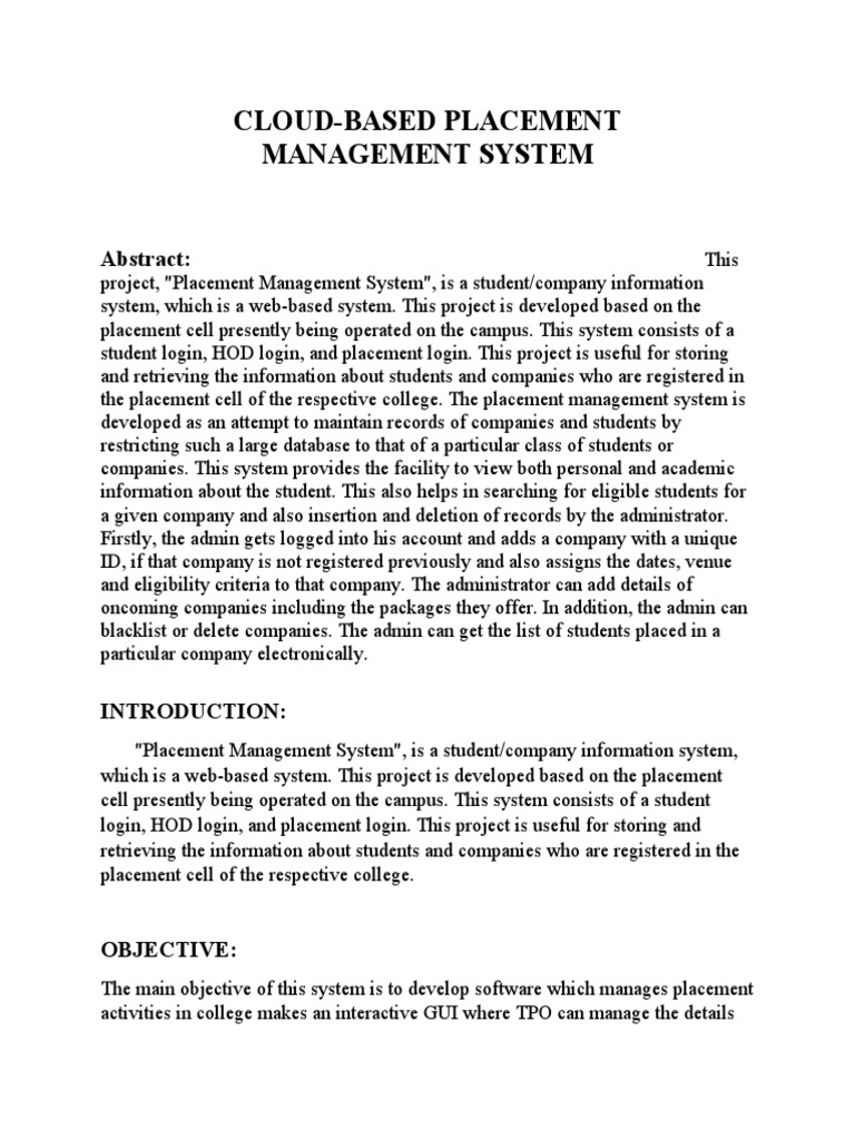 Cloud-Based Placement Management System | PDF | Use Case | System