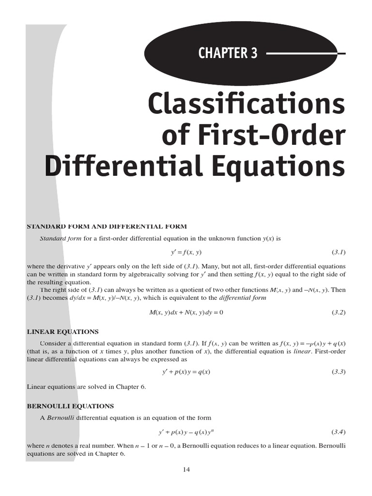 Classifications of First-Order Differential Equations | PDF ...