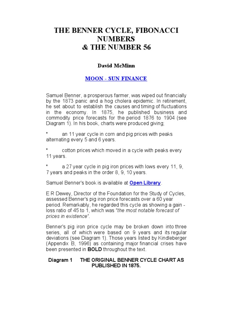 Benner Cycle & Fibonacci Numbers | PDF | Forecasting | Economies
