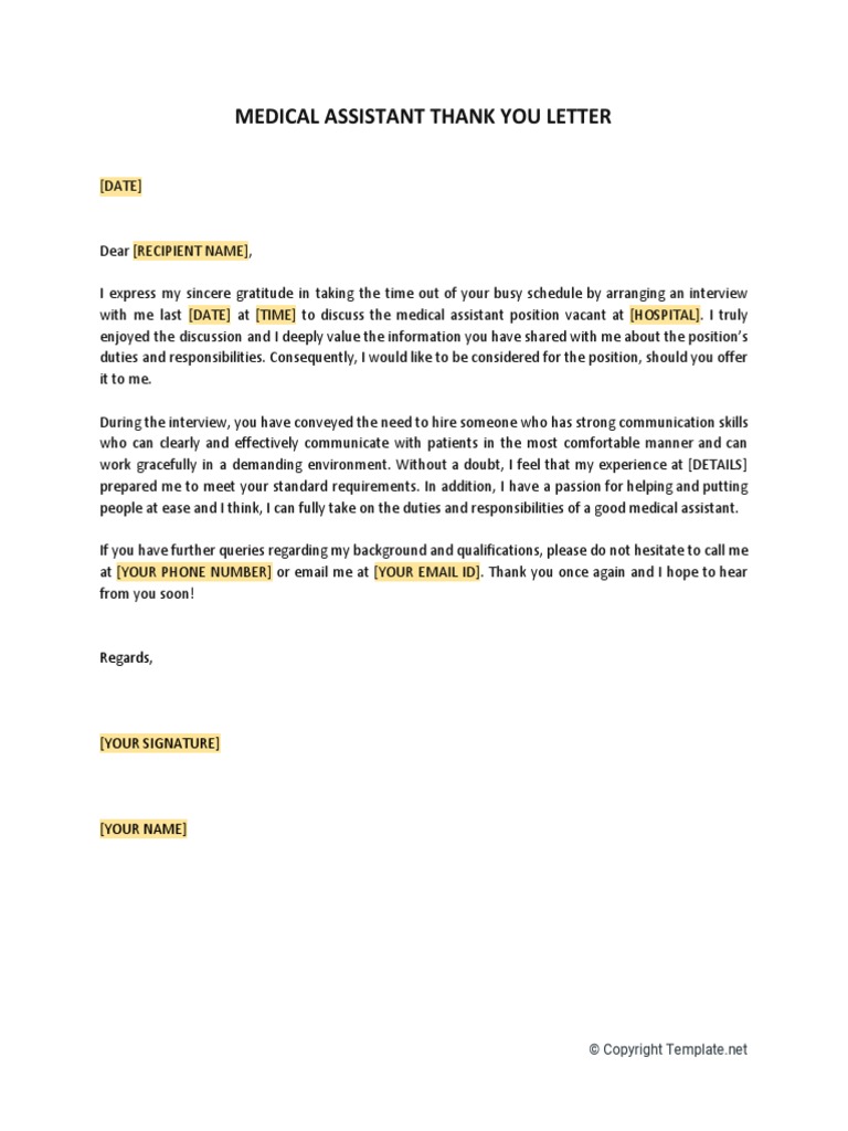 Medical Assistant Thank You Letter | PDF