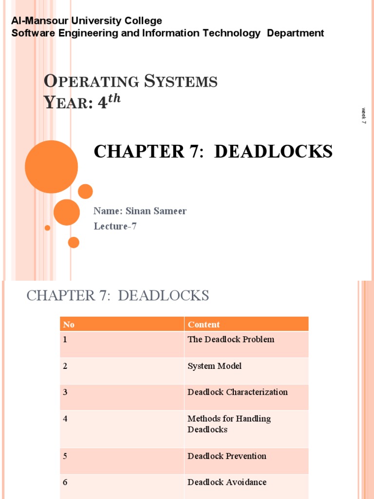 Chapter 7: Deadlocks: Al-Mansour University College Software ...