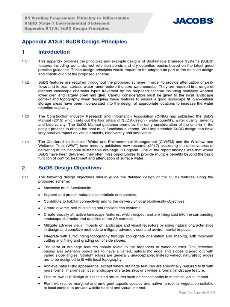 Appendix A13.6: Suds Design Principles 1 | PDF | Wetland | Pond
