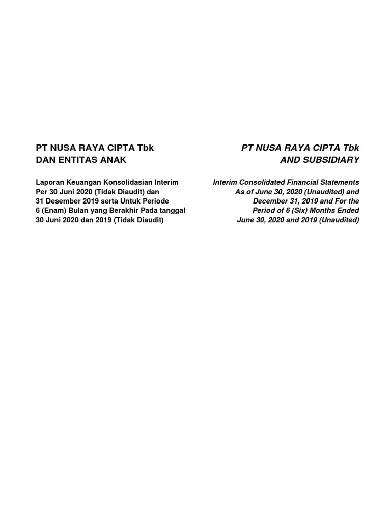 Report NRCA 30 Juni 2020 PDF | PDF | Dividend | Financial Markets