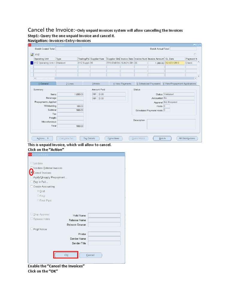 Cancel The Invoice:-: Step1:-Query The One Unpaid Invoice and Cancel It ...