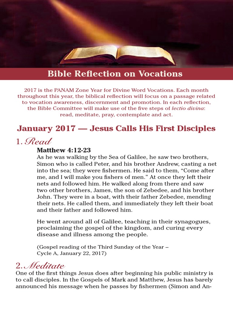 Bible Reflection On Vocations: January 2017 - Jesus Calls His First ...