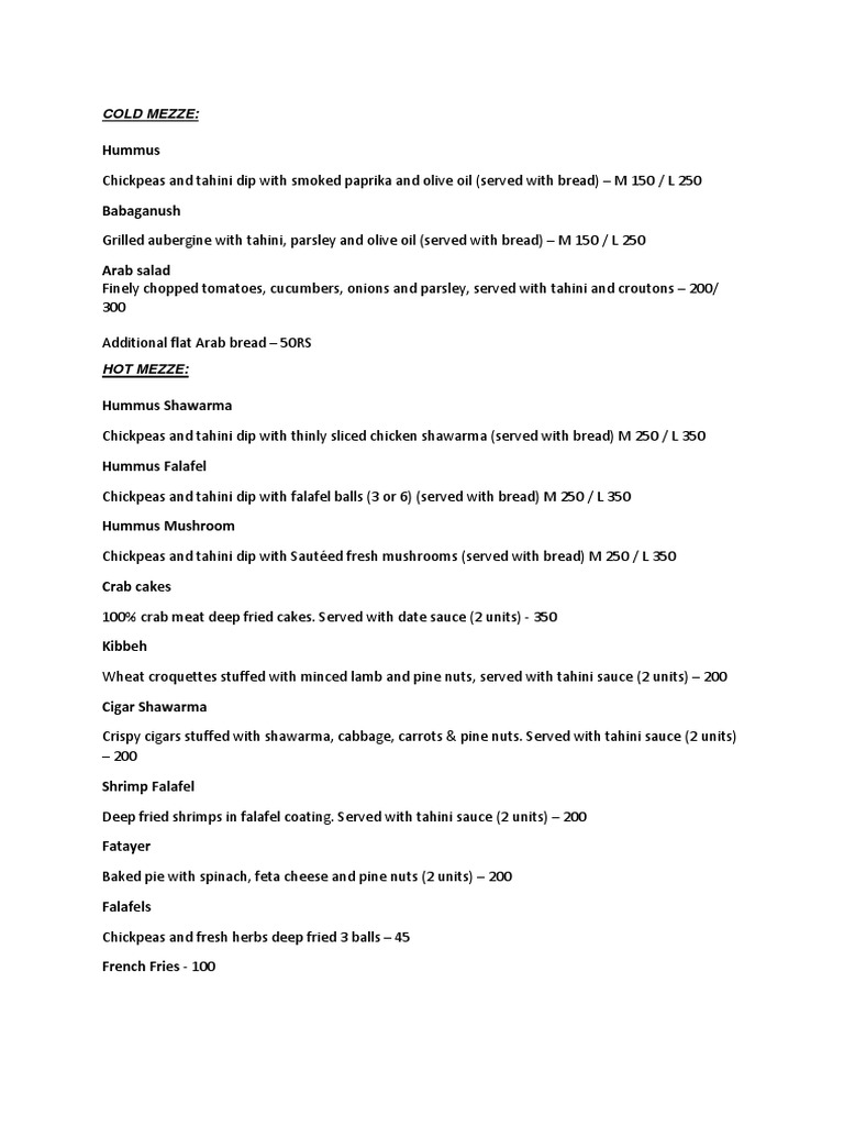 Sample New Menu | PDF | Salad | Pizza