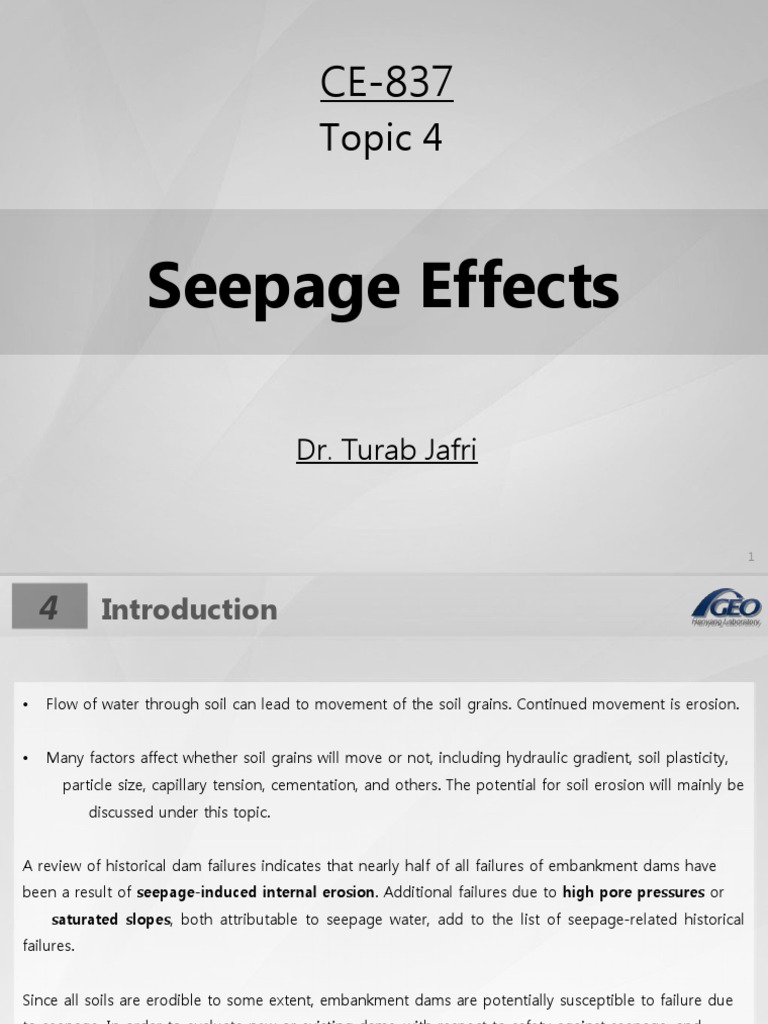 4 - Seepage Effects | PDF | Soil Mechanics | Erosion