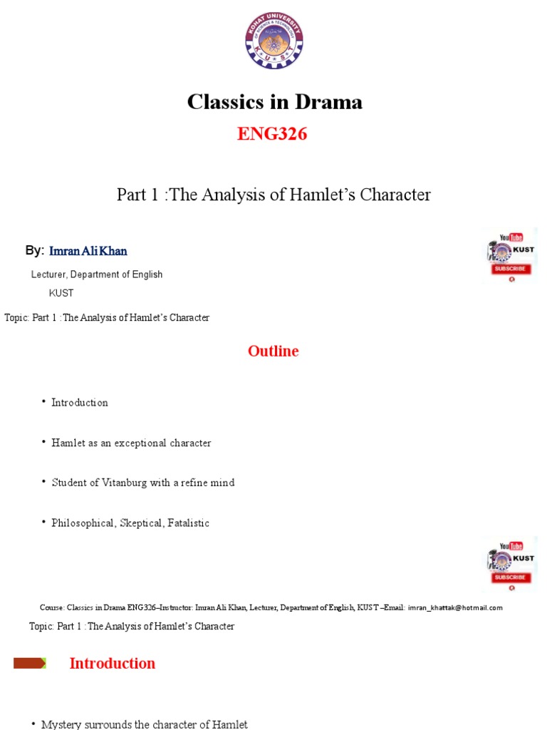 Classics in Drama: Part 1:the Analysis of Hamlet's Character | PDF | Hamlet