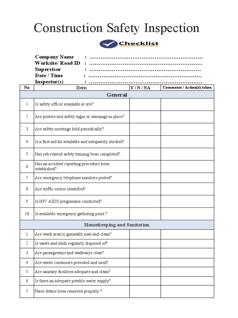 Safety Checklist 05092019 | PDF | Personal Protective Equipment | Road