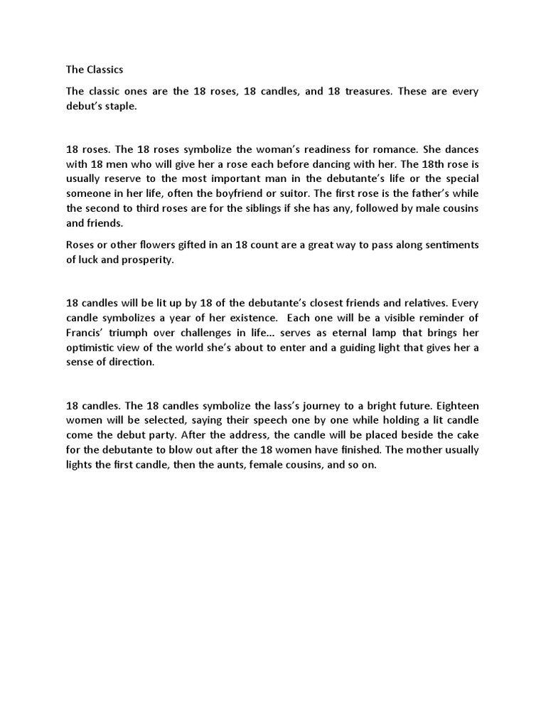 The Classics Meaning of 18 Roses | PDF