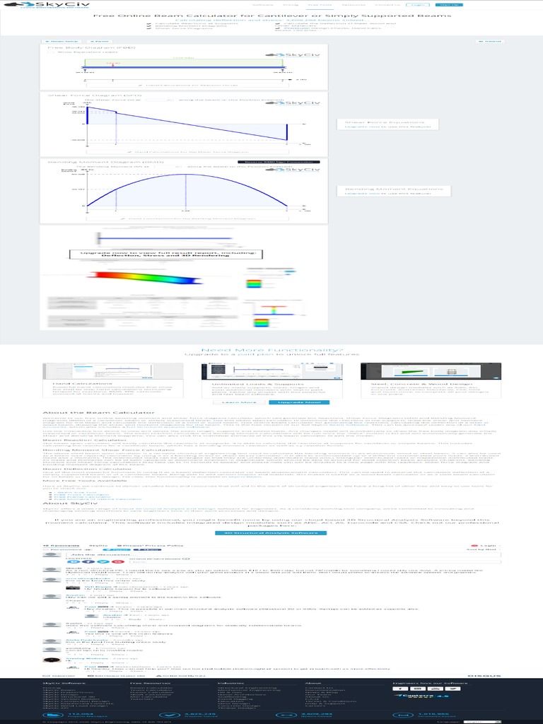 Free Beam Calculator I Bending Moment, Shear Calculator - Skyciv - Com ...