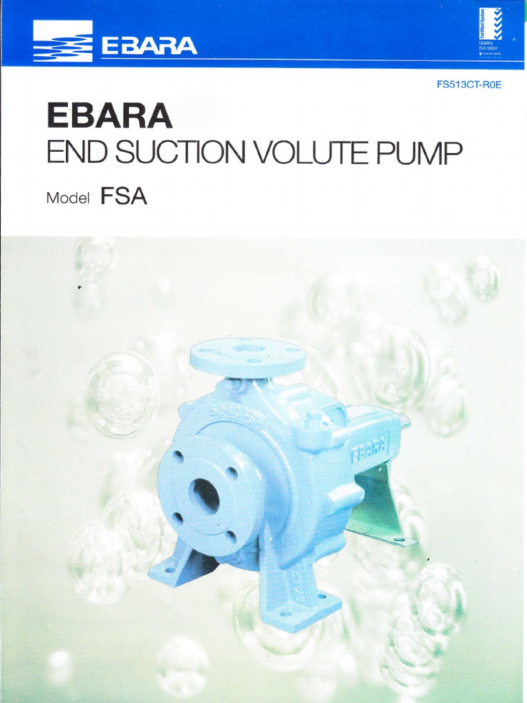 Fsa - Ebara End Suction Volute Pump | PDF | Horsepower | Pump