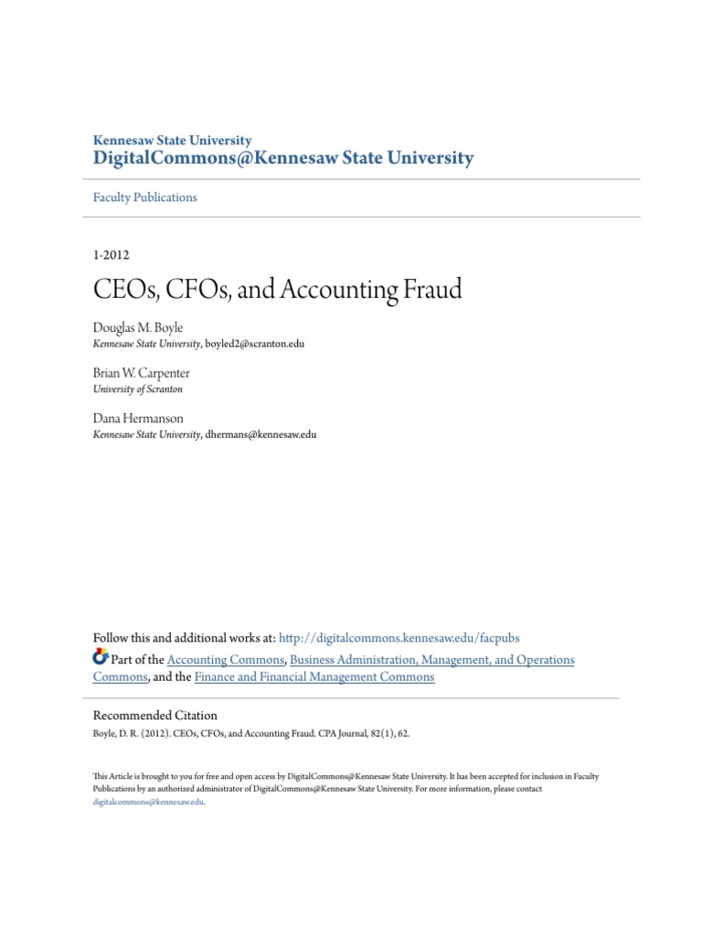 CEO and CFO Roles in Accounting Fraud | PDF | Chief Financial Officer ...