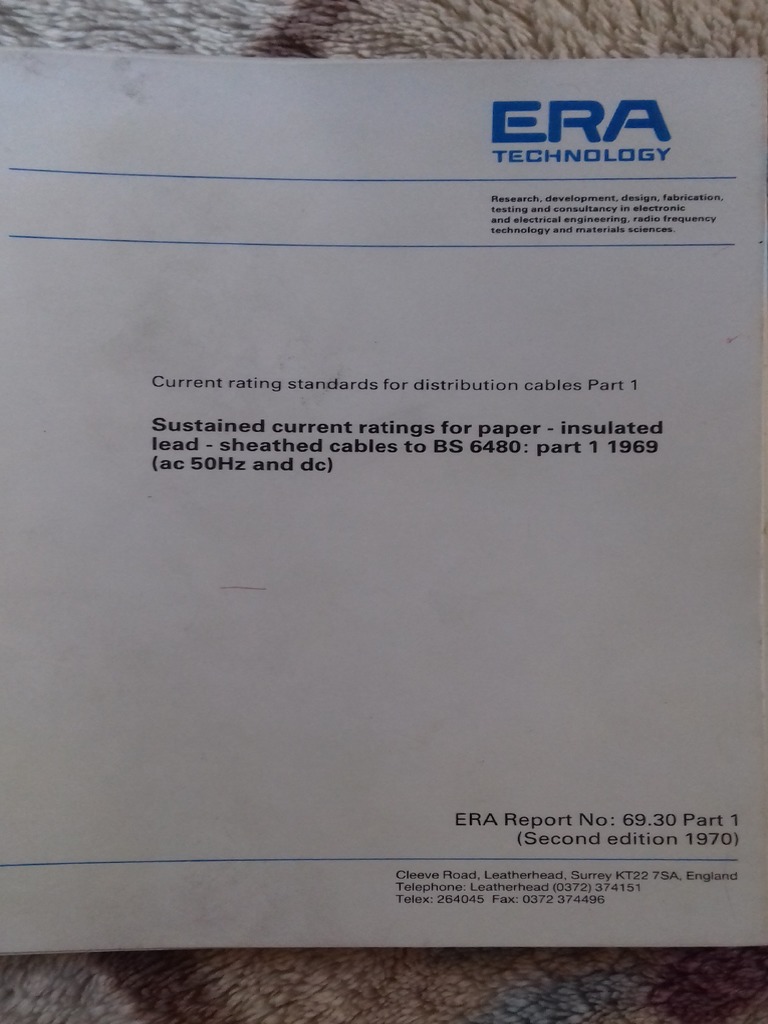 Era Reports 69.30 Part 1 Paper Cables | PDF