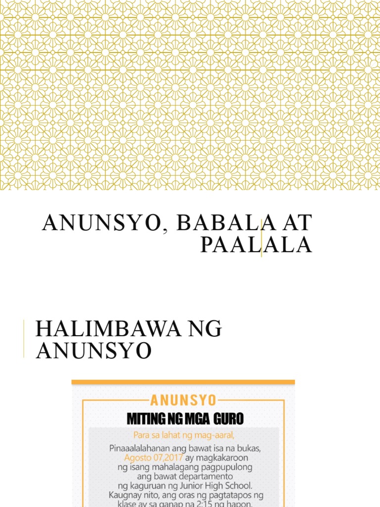 Anunsyo, Babala at Paalala | PDF