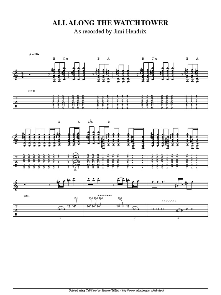 Jimi Hendrix - All Along The Watchtower PDF | PDF