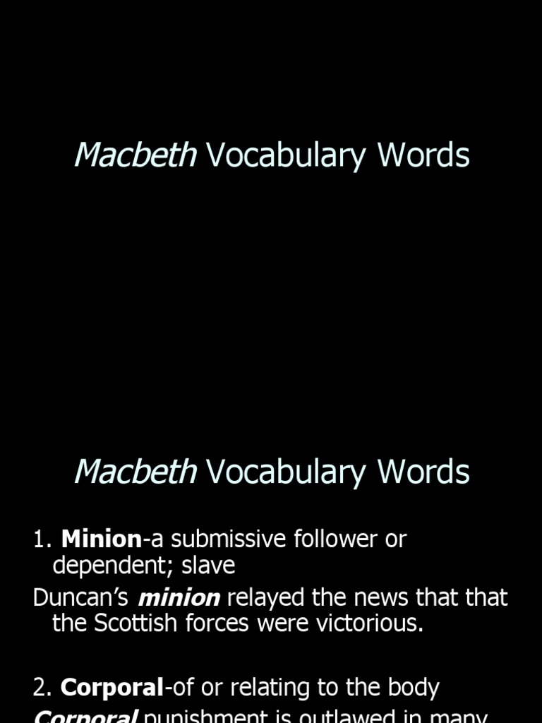 Macbeth Vocabulary Words | PDF | Macbeth