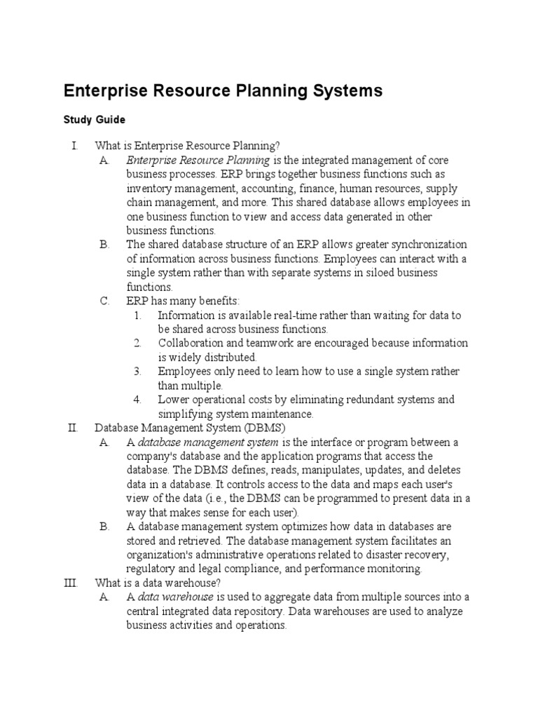 Enterprise Resource Planning Systems | PDF | Enterprise Resource ...