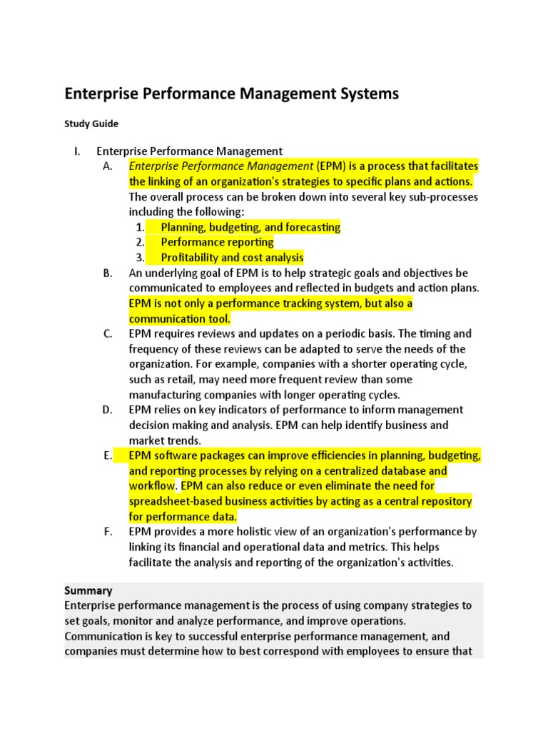 Enterprise Performance Management Systems | PDF | Gross Domestic ...